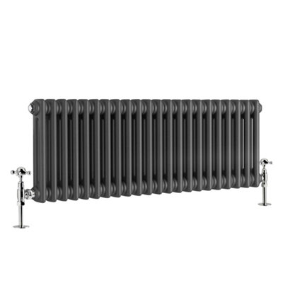 G-Rad Anthracite Double Column Horizontal Cast Iron Radiator - (H) 300 ...
