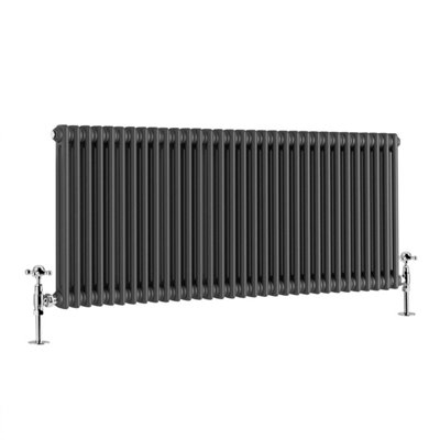 G-Rad Anthracite Double Column Horizontal Cast Iron Radiator - (H) 600 ...