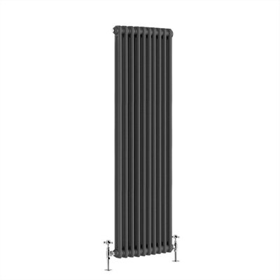 G-Rad Anthracite Double Column Vertical Cast Iron Radiator - (H) 1800 x ...