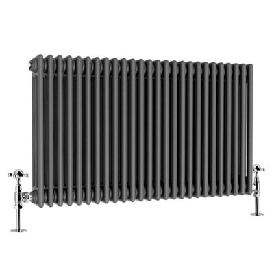 G-Rad Anthracite Triple Column Horizontal Cast Iron Radiator - (H) 600 ...