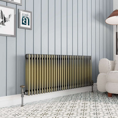G-Rad Antique Brass Triple Column Horizontal Cast Iron Radiator - (H ...