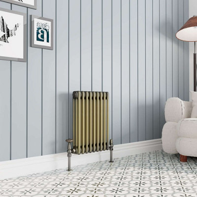 G-Rad Antique Brass Triple Column Horizontal Cast Iron Radiator - (H ...