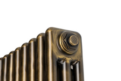 G-Rad Antique Brass Triple Column Horizontal Cast Iron Radiator - (H ...