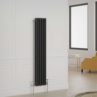 G-Rad Black Triple Column Vertical Cast Iron Radiator - (H) 1500 x (W ...
