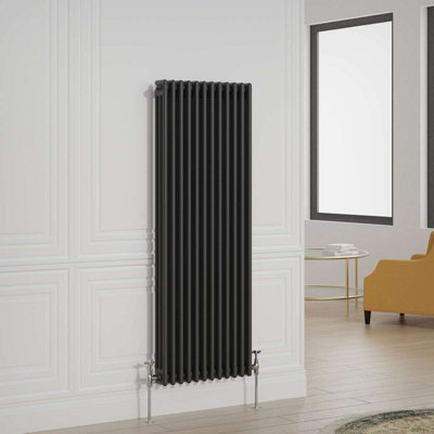G-Rad Black Triple Column Vertical Cast Iron Radiator - (H) 1500 x (W ...