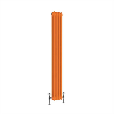 G-Rad Bright Orange Triple Column Vertical Cast Iron Radiator (H) 1800 ...