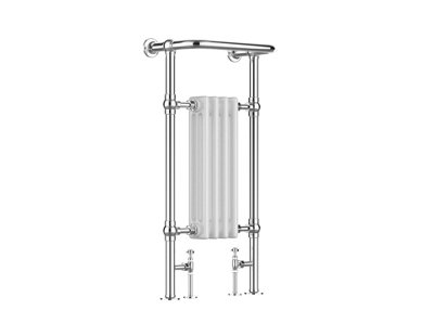 G-Rad Chrome/White Nickel Traditional Bathroom Radiator - 963x493mm
