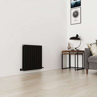 G-Rad Matt Black Single Flat Panel Designer Column Horizontal Radiator ...