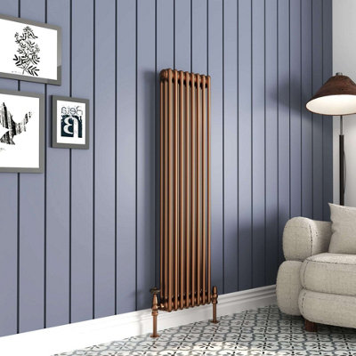 G-Rad Metallic Copper Triple Column Vertical Cast Iron Radiator - (H ...