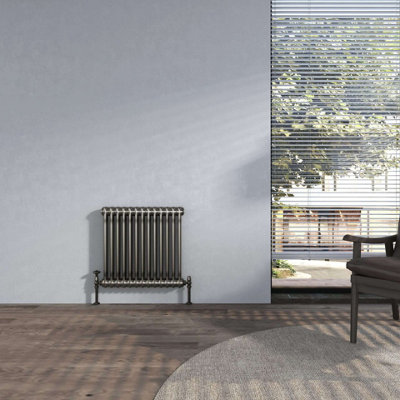 G-Rad Raw Metal Double Column Horizontal Cast Iron Radiator - (H) 600 x ...