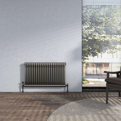 G-Rad Raw Metal Double Column Horizontal Cast Iron Radiator - (H) 600 x ...