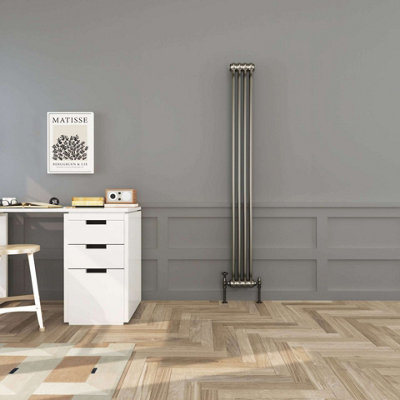 G-Rad Raw Metal Double Column Vertical Cast Iron Radiator - (H) 1800 x ...