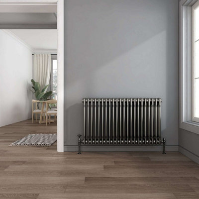 G-Rad Raw Metal Triple Column Horizontal Cast Iron Radiator - (H) 600 x ...
