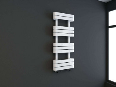 G-Rad White Heated Towel Rail Flat Panel Bathroom Radiator - (H) 1200 x ...
