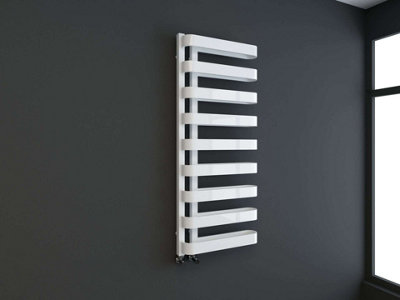 G-Rad White Heated Towel Rail Flat Panel Bathroom Radiator - (H) 1300 x ...