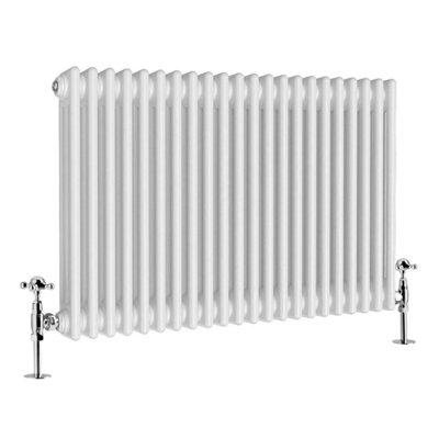 G-Rad White Triple Column Horizontal Cast Iron Radiator - (H) 600 x (W ...
