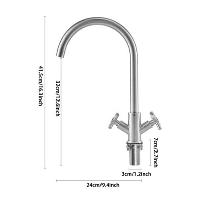 G1/2 304 Stainless Steel Dual-Handle Kitchen Faucet Nickel Brushed High ...