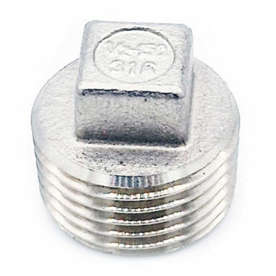 G1/2 BSP Male Square Head Plug 316 Stainless Steel | DIY at B&Q