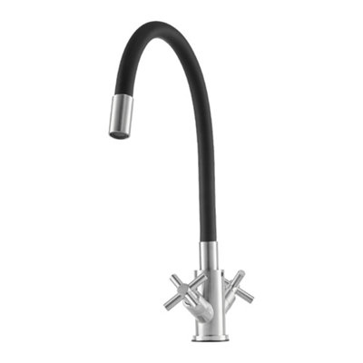 G1/2 Flexible Silicone Dual-Handle Kitchen Faucet Mixer Tap Pull-down ...