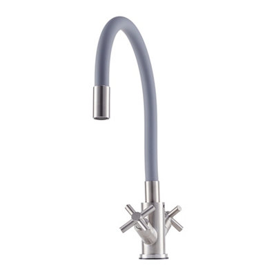 G1/2 Flexible Silicone Dual-Handle Kitchen Faucet Mixer Tap Pull-down ...