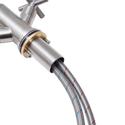 G1/2 Flexible Silicone Dual-Handle Kitchen Faucet Mixer Tap Pull-down ...