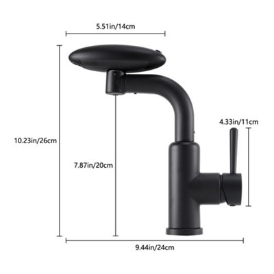 G1/2 Pull-out Sprayer Retractable Kitchen Faucet with 4 Modes in Black