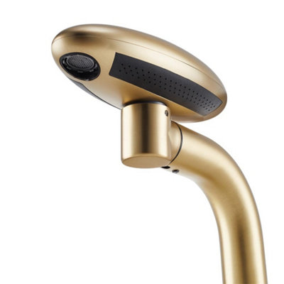 G1/2 Pull-out Sprayer Retractable Kitchen Faucet with 4 Modes in Gold