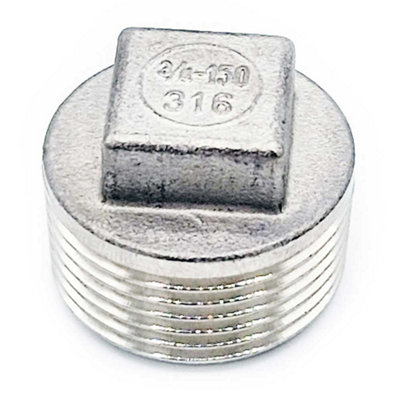 G3/4 BSP Male Square Head Plug 316 Stainless Steel | DIY at B&Q