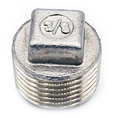 G3/8 BSP Male Square Head Plug 316 Stainless Steel | DIY at B&Q