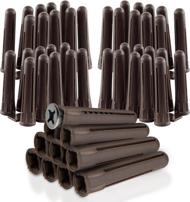 G4GADGET 50 Brown Wall plugs Screw Fixing Wall Expansion Wall Plugs ...