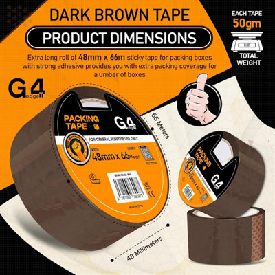 G4GADGET Heavy Duty Brown Packing Tape 3 Rolls 48mm x 66m Strong Parcel ...