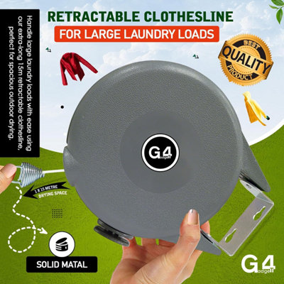 G4GADGET Outdoor Retractable Clothes Line 15m Heavy Duty Retractable ...