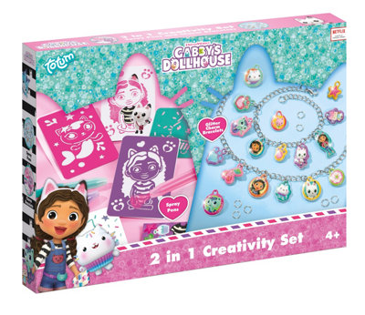 Gabby's Dollhouse 2 in 1 Creativity Set - Spray Pens & Charm Bracelets ...