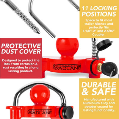 GADLANE TRAILER HITCH LOCK - RED
