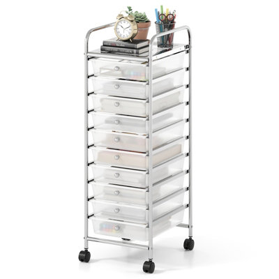 GAINOOM 10-Drawer Clear Rolling Storage Cart Utility Cart w/ Lockable ...
