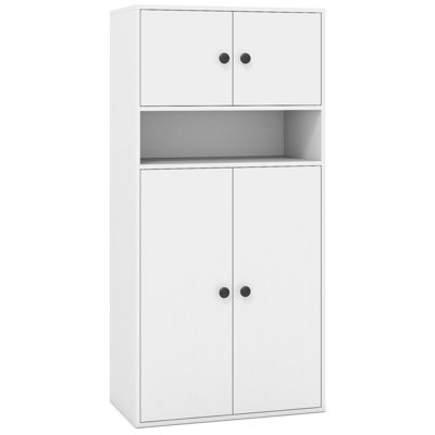GAINOOM 111 cm Tall Bookcase with 4 Doors 4-Tier Modern Storage ...
