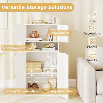 GAINOOM 111 cm Tall Bookcase with 4 Doors 4-Tier Modern Storage ...