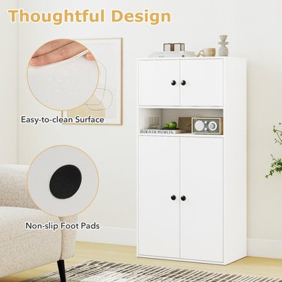 GAINOOM 111 cm Tall Bookcase with 4 Doors 4-Tier Modern Storage ...