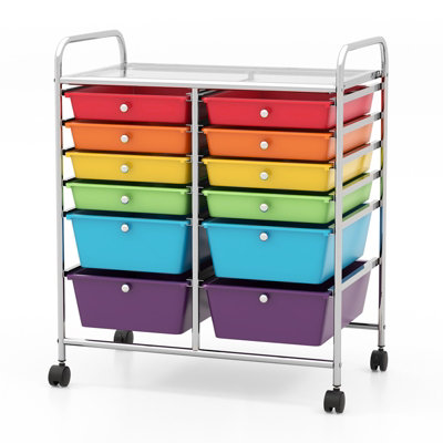 GAINOOM 12 Drawer Rolling Storage Cart Colorful Utility Cart with Wheels