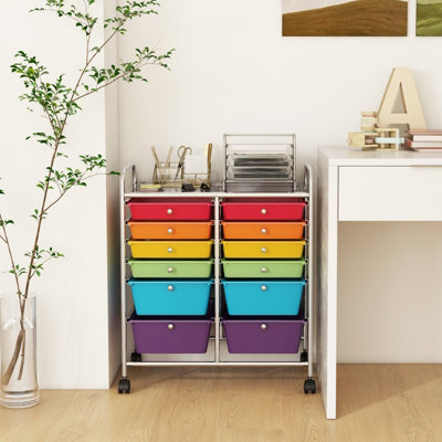 GAINOOM 12 Drawer Rolling Storage Cart Colorful Utility Cart with Wheels