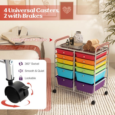 GAINOOM 12 Drawer Rolling Storage Cart Colorful Utility Cart with Wheels