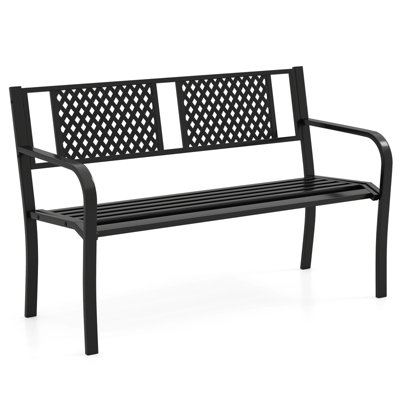 GAINOOM 127CM Black Garden Bench Outdoor Bench for 2-3-Persons