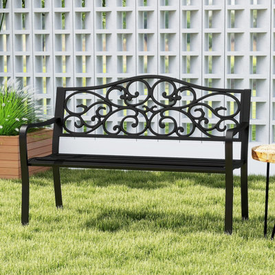 GAINOOM 127CM Outdoor Metal Black Garden Bench Cast Iron Patio Bench