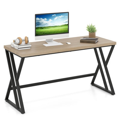 GAINOOM 150 CM Maple Computer Desk Large Industrial Office Desk w ...