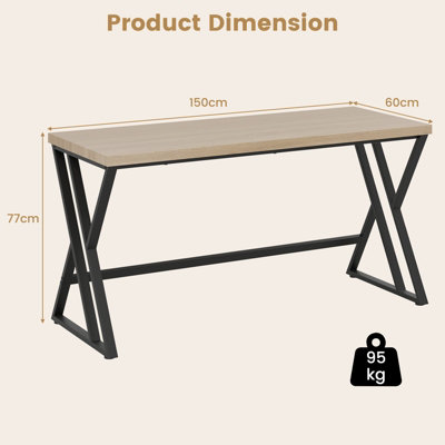 GAINOOM 150 CM Maple Computer Desk Large Industrial Office Desk w ...
