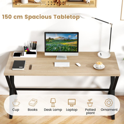 GAINOOM 150 CM MAPLE COMPUTER DESK LARGE INDUSTRIAL OFFICE DESK W ...