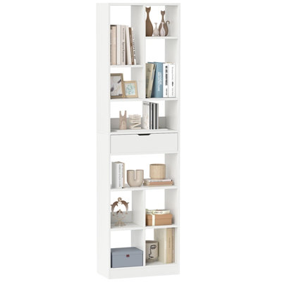 GAINOOM 180CM Tall White Bookcase Modern Bookshelf with 10 Open Cubes