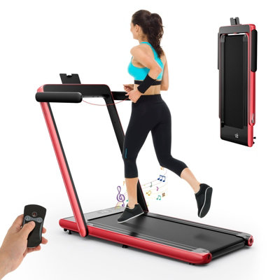 GAINOOM 2.25HP Foldable Red Treadmill 3 in 1 Walking Pad Under Desk ...