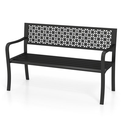 GAINOOM 2-3-Person Outdoor Black Patio Bench 127CM Garden Bench