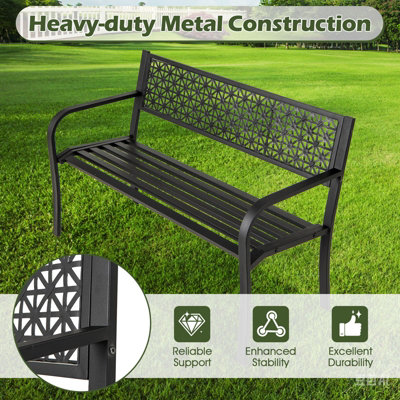 GAINOOM 2-3-Person Outdoor Black Patio Bench 127CM Garden Bench
